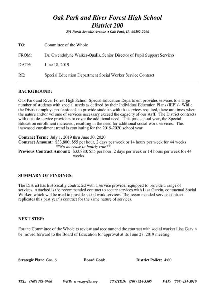 Fillable Online intranet oprfhs 1 OAK PARK AND RIVER FOREST HIGH SCHOOL ...