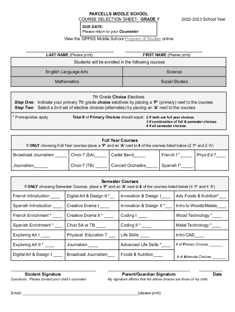 Fillable Online Parcells Counseling - Grosse Pointe Public School Fax Email Print - pdfFiller