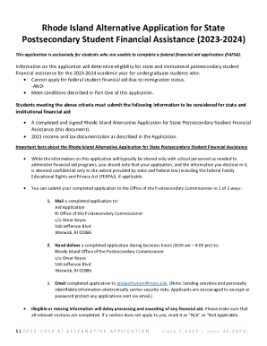 Fillable Online Rhode Island Alternative Application for State ... Fax Email Print - pdfFiller