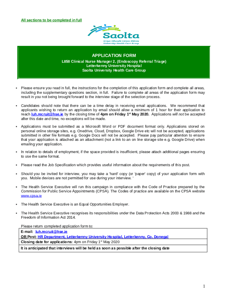 SNCS2022 - Staff Nurse (Cancer Services), Saolta ... - HSE Doc Template ...