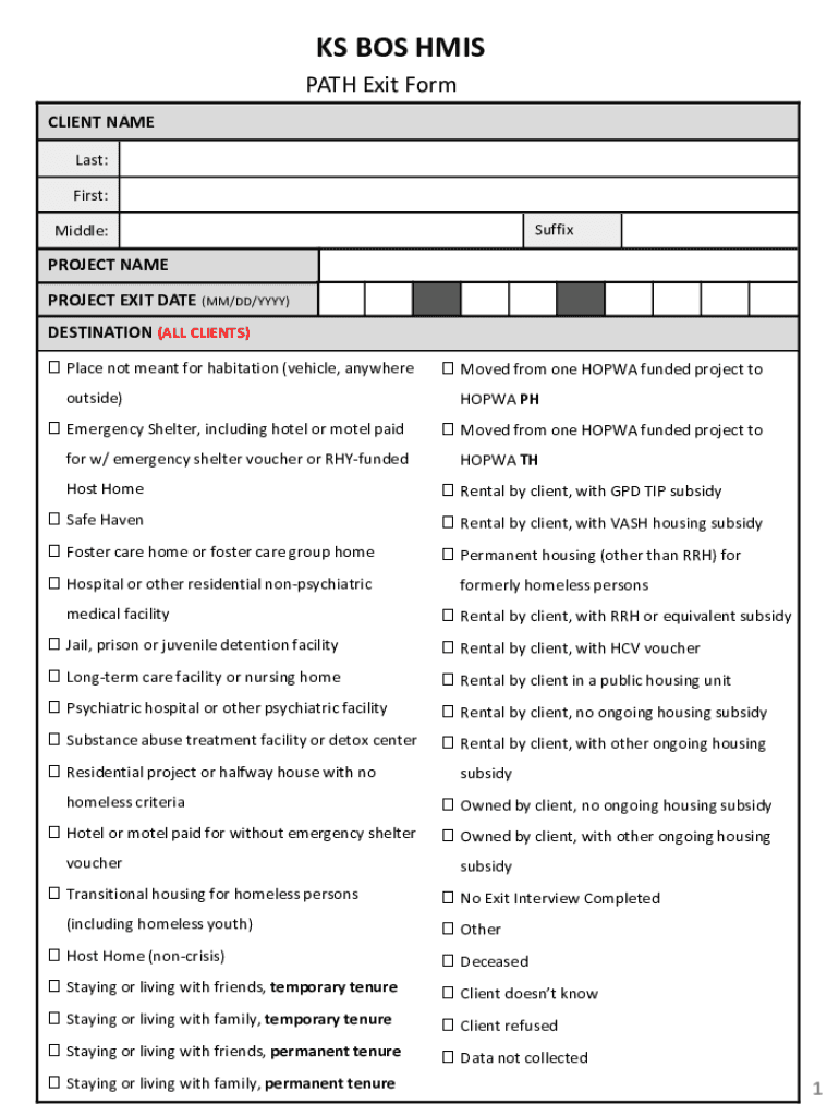 Fillable Online CoC HMIS Data Collection Template: Project Entry - NC DHHS Fax Email Print ...