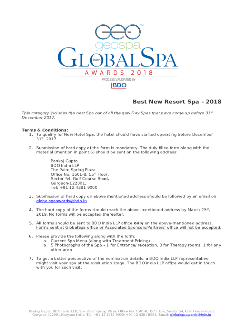 Best New Spa Award- Doc Template | pdfFiller