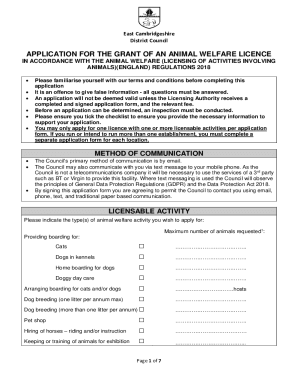Fillable Online Animal activities licensing: statutory guidance for ...