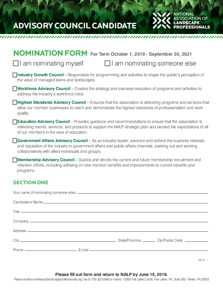 Fillable Online How to Make a Nomination - Division of Personnel ...