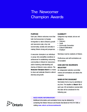 Fillable Online Newcomer Champion Form Fax Email Print - pdfFiller
