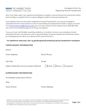 Fillable Online SUNY SCCC Harassment Complaint Form Fax Email Print - pdfFiller