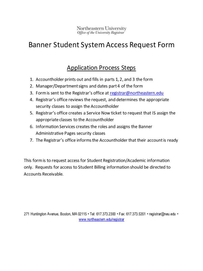 Fillable Online Request for Access to Banner Student System Fax Email Print - pdfFiller