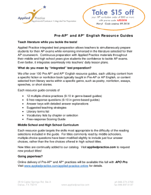 Fillable Online AP* and Pre-AP* English Collections - Applied Practice ...
