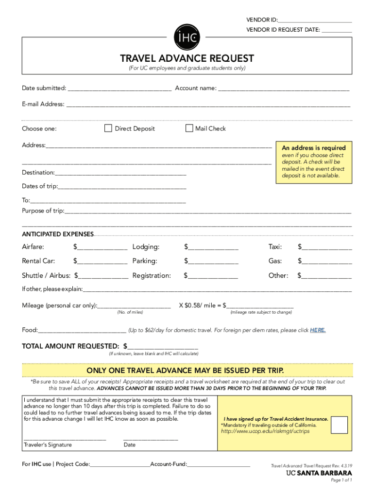 Fillable Online Request for Accountable Advance Form Fax Email Print - pdfFiller