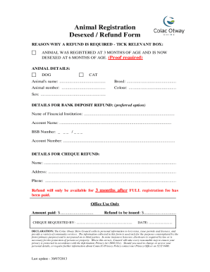 Fillable Online Animal Registration - Change of Details Form Fax Email ...