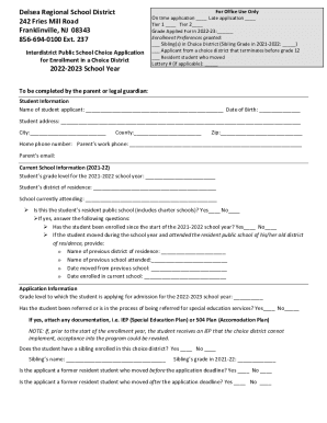 Fillable Online New Student Registration - Delsea Regional School District Fax Email Print ...