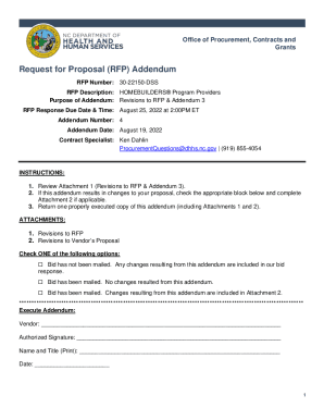 Fillable Online Request for Proposal (RFP) Addendum Fax Email Print - pdfFiller