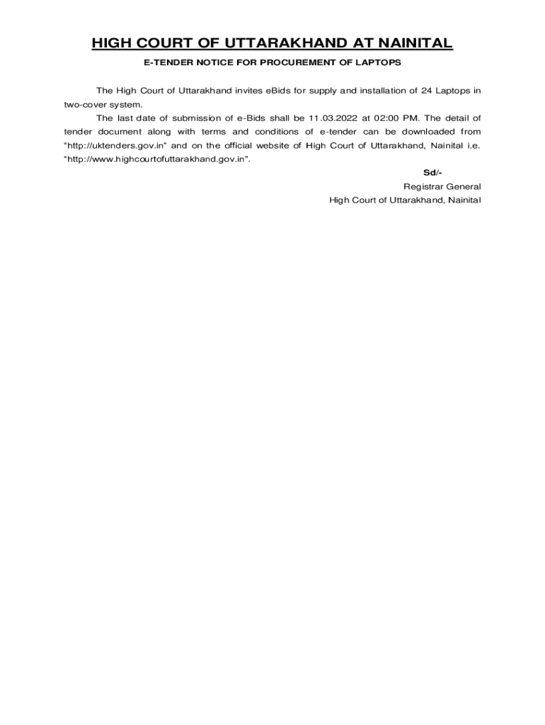 Fillable Online highcourtofuttarakhand gov Request for proposal for ...