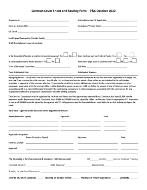 Fillable Online Contract Cover Sheet October 2022 Fax Email Print ...
