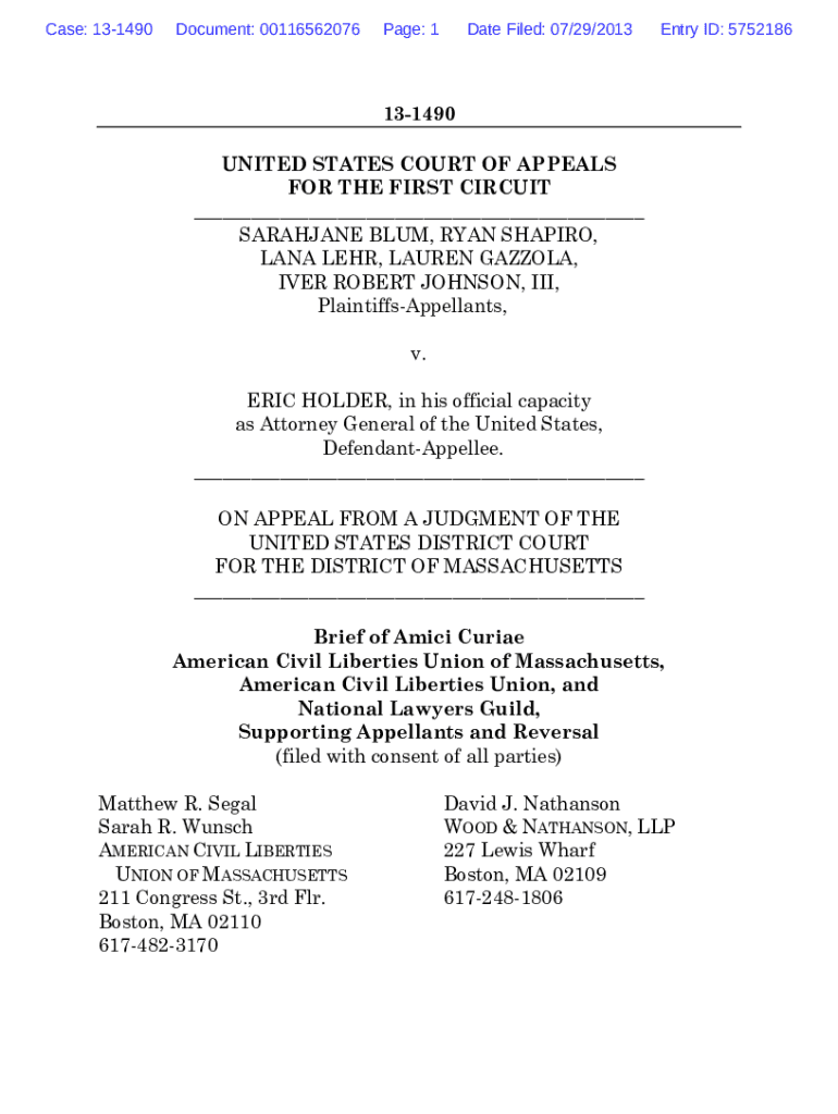 Fillable Online Amicus Brief of the ACLU - Center for Constitutional ...