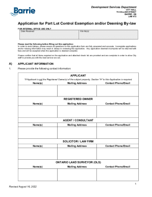 Fillable Online Part Lot Control Exemption Applications - City of ...
