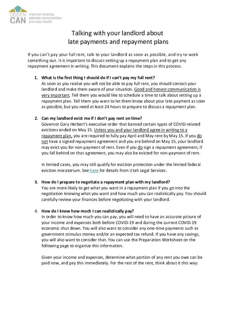 Fillable Online apps weber Talking with your landlord about late ...