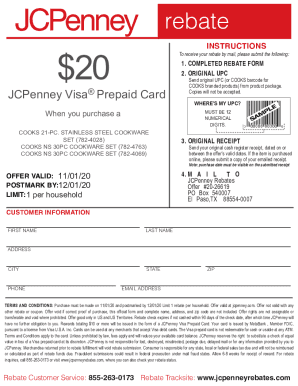 Fillable Online Fillable Online jcpenneycom$20 rebates form Fax Email ...