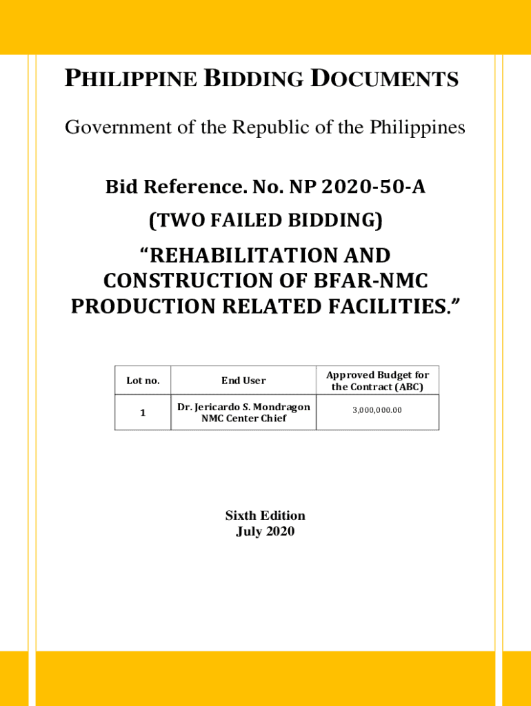 Fillable Online REHABILITATION AND CONSTRUCTION OF BFAR-NMC ... Fax ...