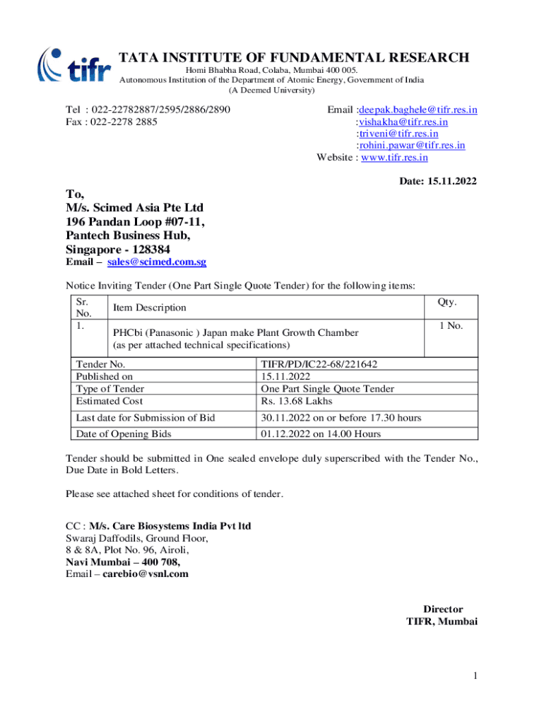 Fillable Online TIFR - Tata Institute of Fundamental Research Fax Email ...