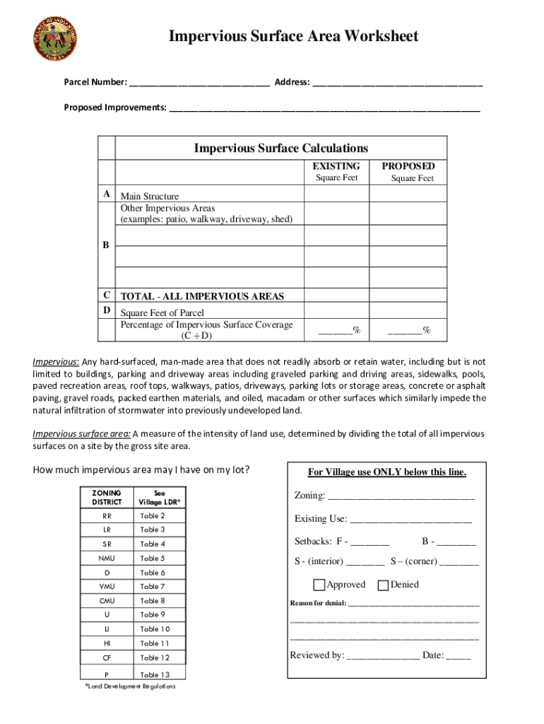Fillable Online Impervious Surface Area Worksheet Fax Email Print ... Fillable Online Impervious Surface Area Worksheet Fax Email Print ...