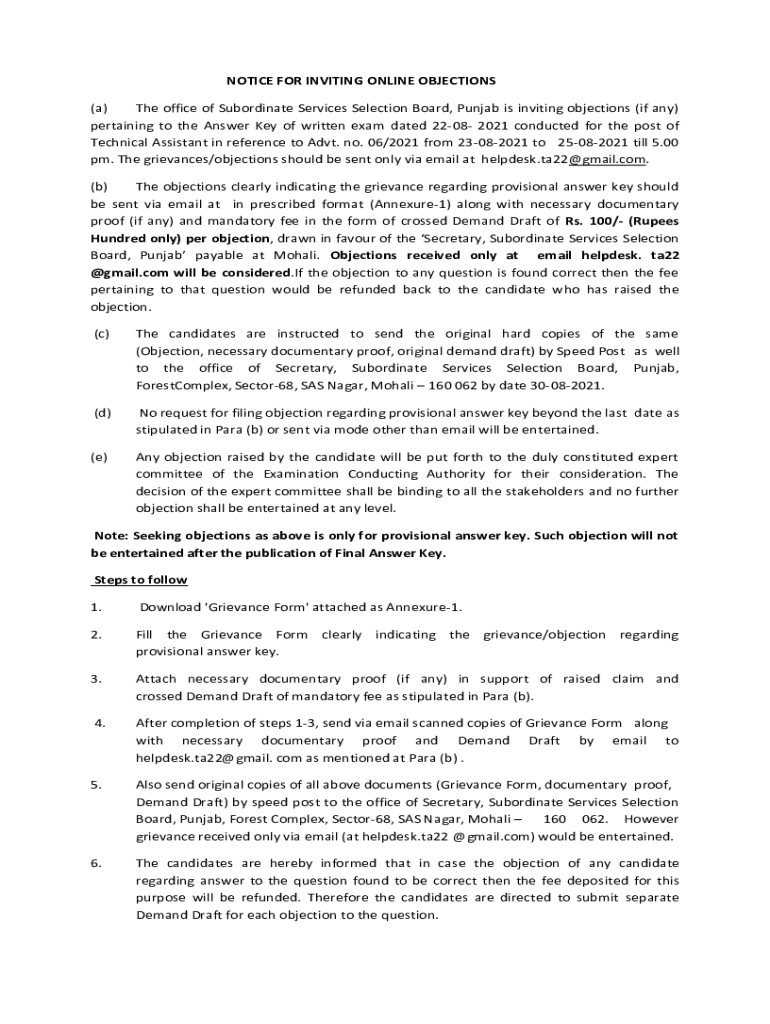 Fillable Online notice for inviting online objections Fax Email Print ...