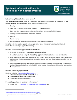 Fillable Online Applicant Information Form 1a Notified or Non- ... Fax Email Print - pdfFiller