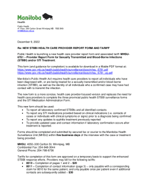 Fillable Online New STBBI Health Care Provider Report Form and Tariff ...
