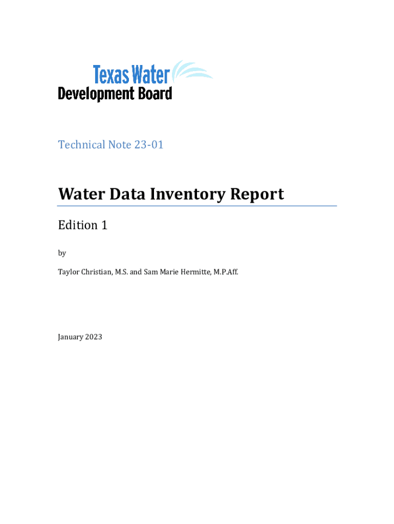 Fillable Online Water Data Inventory Report - Edition 1 Fax Email Print ...