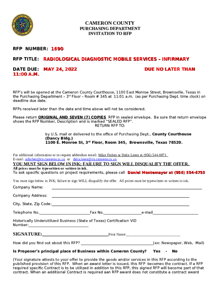 RFP TITLE:RADIOLOGICAL DIAGNOSTIC MOBILE SERVICES - INFIRMARY Doc Template | pdfFiller