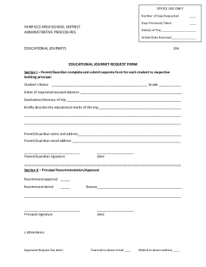 Fillable Online Educational Journey Request Form Fax Email Print ...