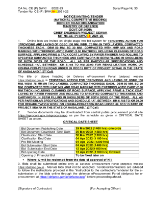 Fillable Online TENDER/CONDITIONS ACCEPTANCE LETTER - Border ... Fax ...