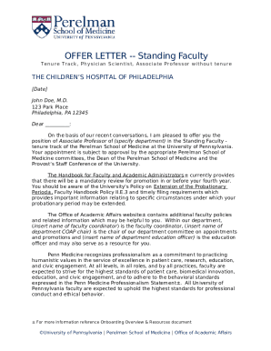 Offer Letter Standing Faculty -- Tenure Track Physician ... Doc ...