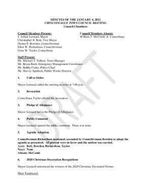 Fillable Online All present were in favor and the motion was carried ...