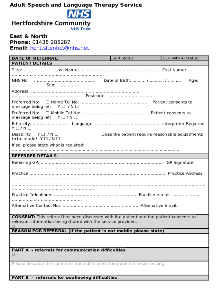 Children's Specialist Sickle Cell Service Referral Phone Doc Template ...