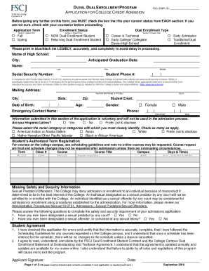 Fillable Online Dual Enrollment - Florida State College at Jacksonville Fax Email Print - pdfFiller
