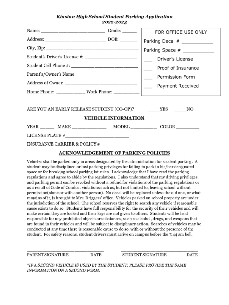 Fillable Online Forms - Kinston High School - SCHOOLinSITES Fax Email ...