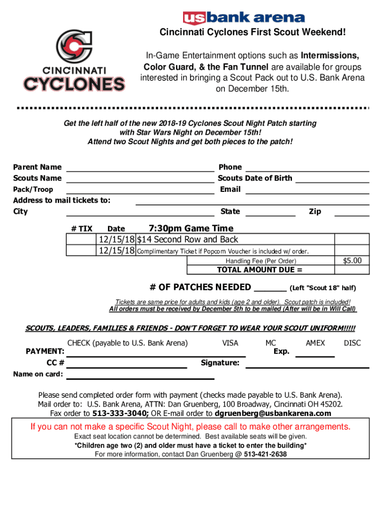 Fillable Online Cincinnati Cyclones TicketsSingle Game Tickets ...