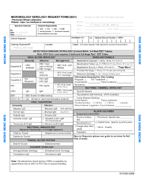 Fillable Online Microbiology Serology Request Form Fax Email Print ...