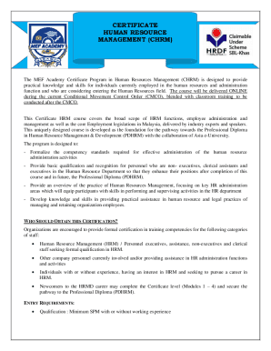 Fillable Online certificate in human resource management (chrm) - MEF ...