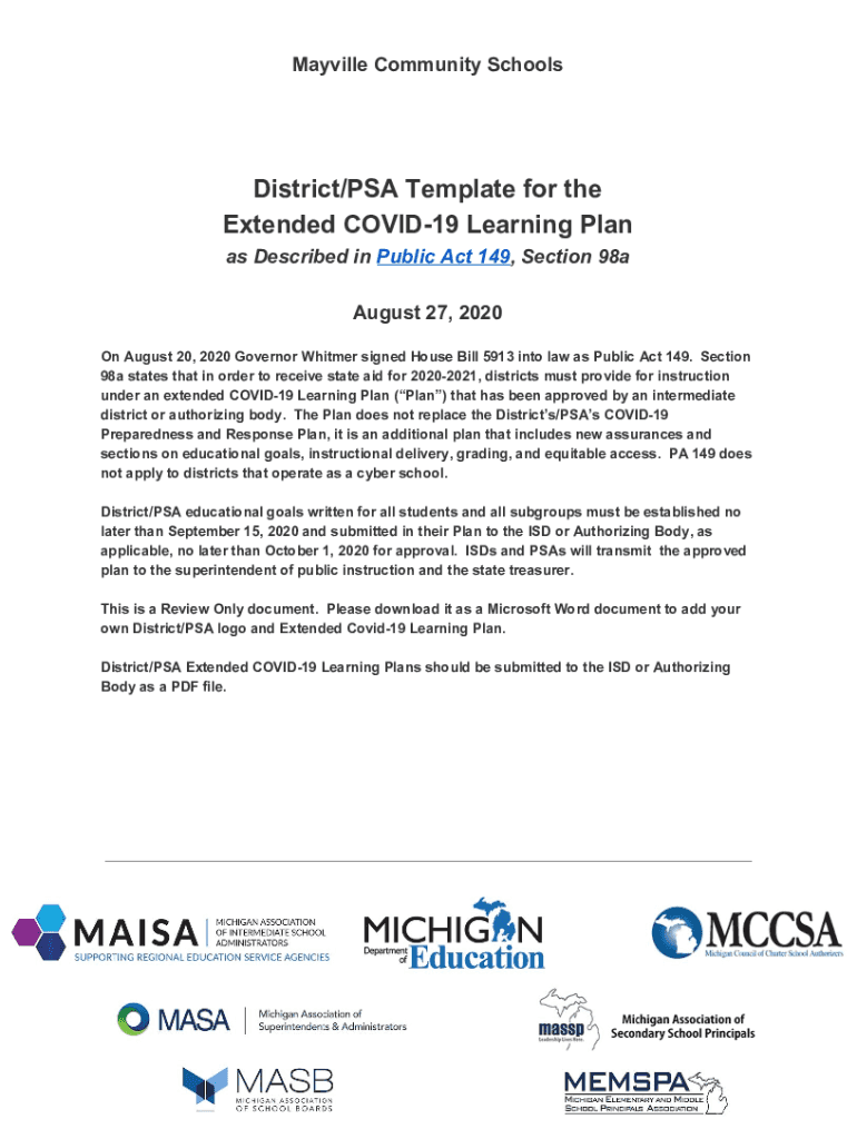 Fillable Online District/PSA Template for the Extended COVID ...