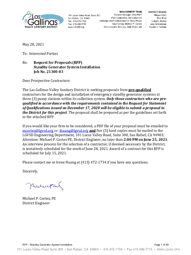 Fillable Online REQUEST FOR PROPOSALS Installation of a backup ... Fax ...