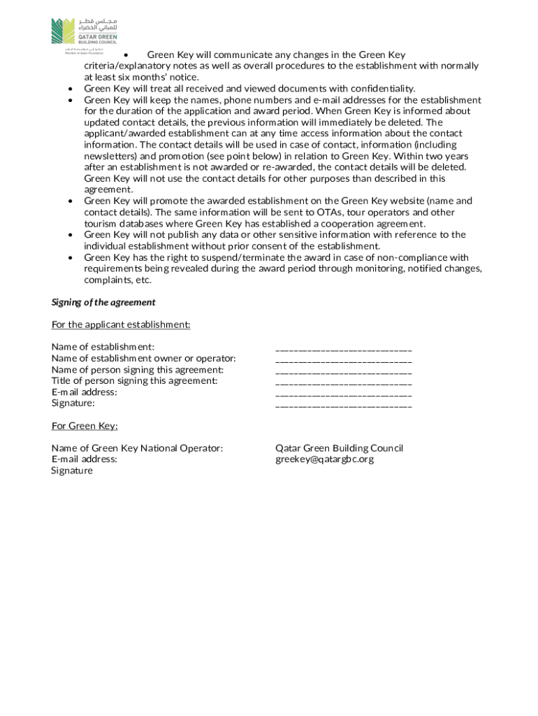 Fillable Online Green Key application form conference centres 2022-2025 ...