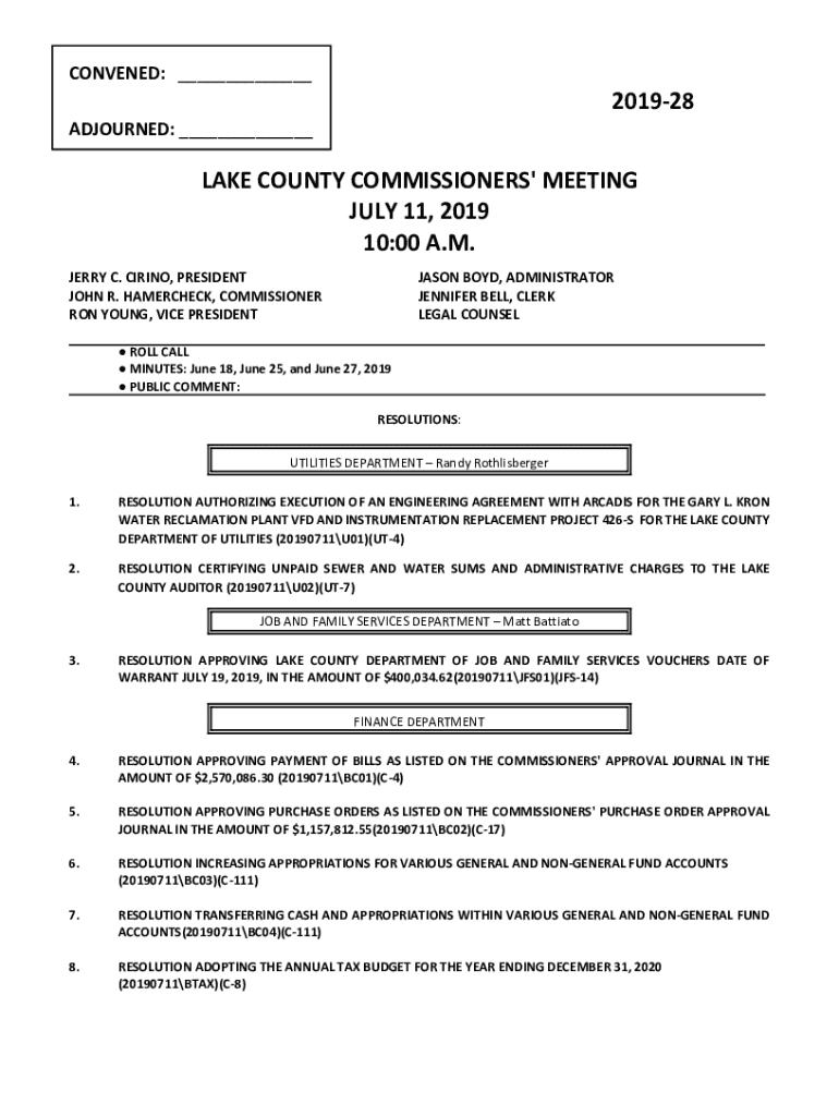 Fillable Online RESOLUTION AUTHORIZING EXECUTION OF AN ENGINEERING AGREEMENT WITH ARCADIS FOR ...