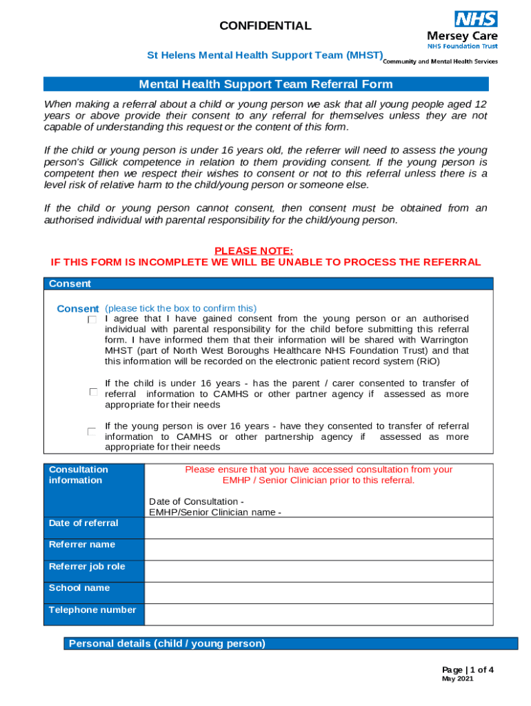 Request support for a child or young person (referral) Doc Template ...