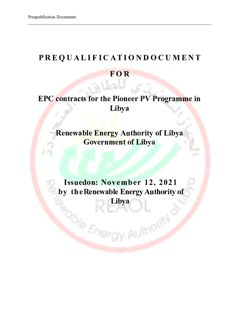 Fillable Online PRE-QUALIFICATION DOCUMENT FOR EPC CONTRACTORS Fax ...