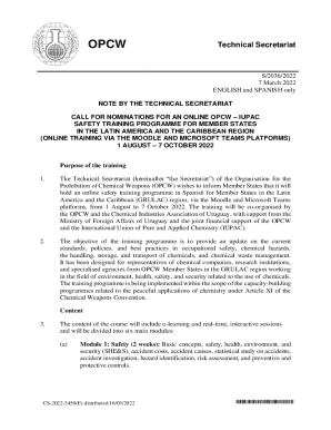 Fillable Online Note by the Technical Secretariat. Note by the ...