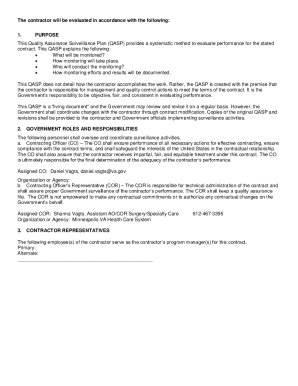 Fillable Online quality assurance surveillance plan for janitorial work Fax Email Print - pdfFiller