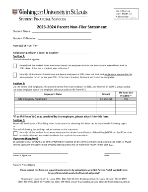 Fillable Online 2023-2024 Parent Tax Return Non-Filer Form Fax Email ...