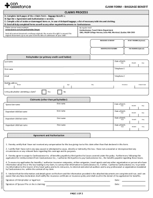 Fillable Online Baggage insurance claim form CanAssistance - Quebec ...